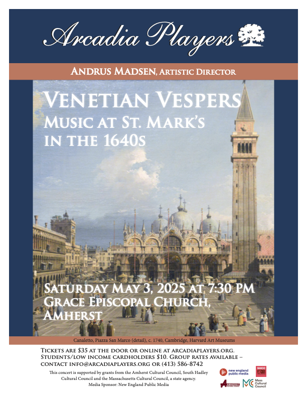 Arcadia Players presents "Venetian Vespers" May 3rd » Early Music America